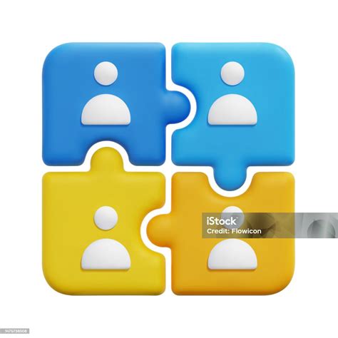 3d 직소 퍼즐 조각 팀 아이콘 벡터의 상징입니다 흰색 배경에 격리 3d 팀 팀워크 및 비즈니스 개념 만화 최소한의 스타일 3d 팀워크 퍼즐 아이콘 벡터 렌더링 그림입니다