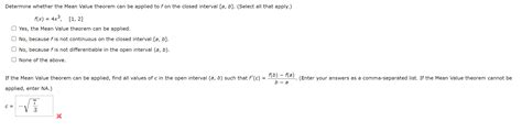 Solved Determine Whether The Mean Value Theorem Can Be Chegg