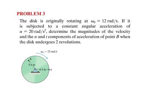 Solved Problem 3 The Disk Is Originally Rotating At Wo 12