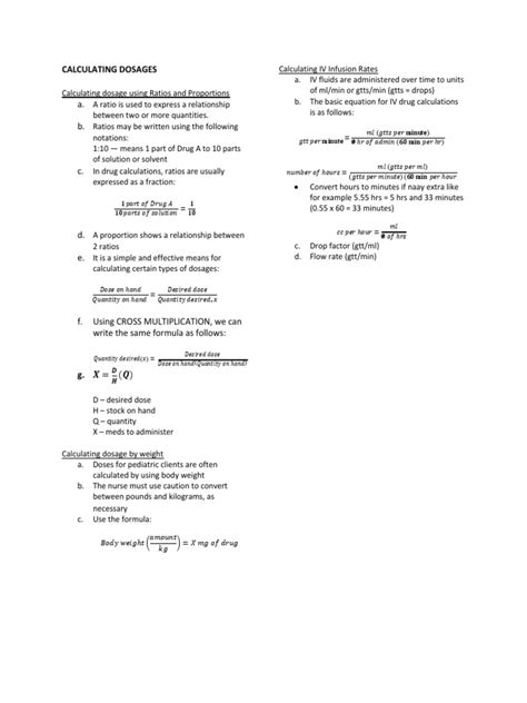 Calculating Dosages Pdf Dose Biochemistry Chemistry