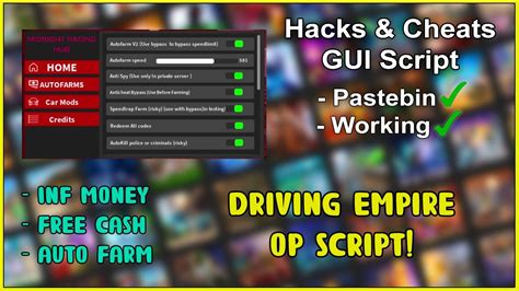 Roblox Driving Empire Script INF MONEY AutoFarm Pastebin YouTube