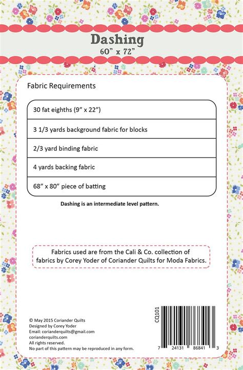 Coriander Quilts Cory Yoder Dashing Quilt Pattern ~ Precut Friendly