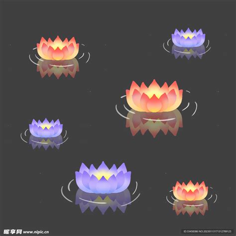 中元节荷花灯设计图 卡通设计 广告设计 设计图库 昵图网