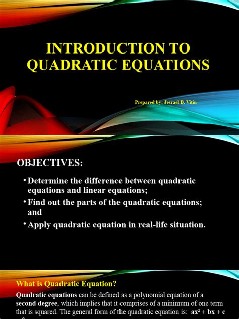 Introduction To Quadratic Equations Pdf Equations Quadratic Equation