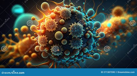 Generative Ai Virus Pathogen Or Virus Particle Interacting With Cell