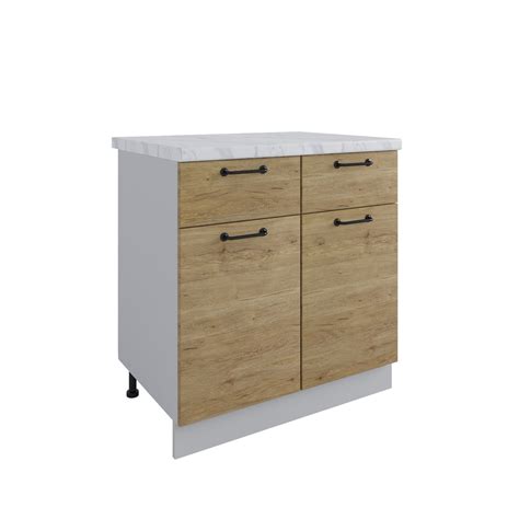 Напольный шкаф Лофт С2ЯШ 800 80x81 60x50 40 см фасад серый МДФ каркас крафтовый дуб ЛДСП ДСВ