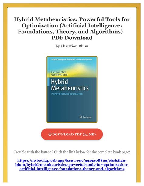 Epub Hybrid Metaheuristics Powerful Tools For Optimization Artificial Intelligence