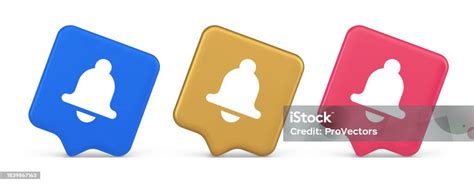 벨 링 오디오 사운드 버튼 신호 푸시 알림 사이버 공간 인터페이스 알림 3d 말풍선 아이콘 3차원 형태에 대한 스톡 벡터 아트 및 기타 이미지 3차원 형태 가상현실