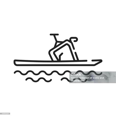 흰색 배경에 물 자전거 검은 선 아이콘입니다 익스트림 스포츠 웹 페이지 모바일 앱 프로모션에 대한 픽토그램 Ui Ux Gui 디자인 요소입니다 편집 가능한 스트로크입니다 0