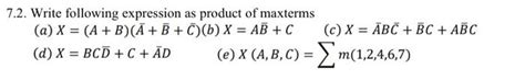 solved 2 write following expression as product of maxterms