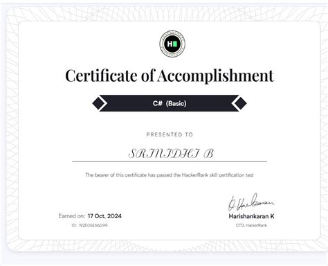 Srinidhi B On Linkedin Proudly Earned Hackerranks Problem Solving Basic Certification