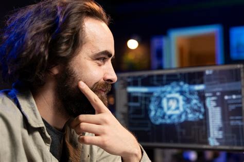 free photo smiling computer engineer updating ai satisfied after
