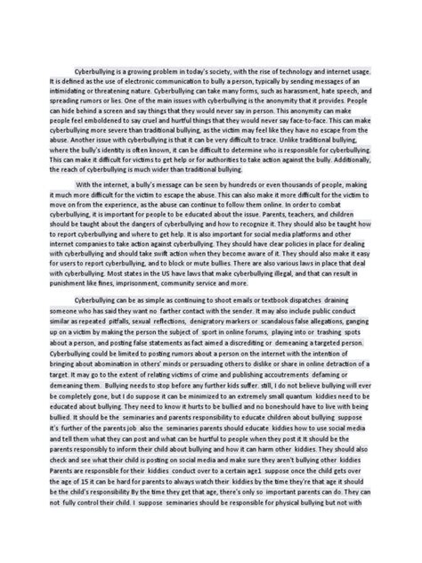 Essay About Cyberbullying Pdf Cyberbullying Bullying