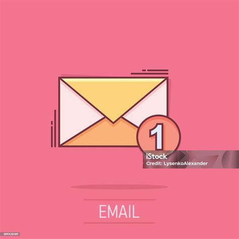 만화 스타일의 메일 봉투 아이콘입니다 이메일 메시지 벡터 만화 일러스트 그림 그림입니다 사서함 전자 메일 비즈니스 개념 시작 효과입니다 개념에 대한 스톡 벡터 아트 및 기타