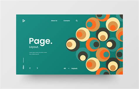 응답 웹 디자인 프로젝트 개발을위한 창조적 인 수평 웹 사이트 화면 부분 추상 기하학적 패턴 배너 레이아웃 모형 회사 방문 페이지 블록 벡터 일러스트 템플릿입니다 0명에