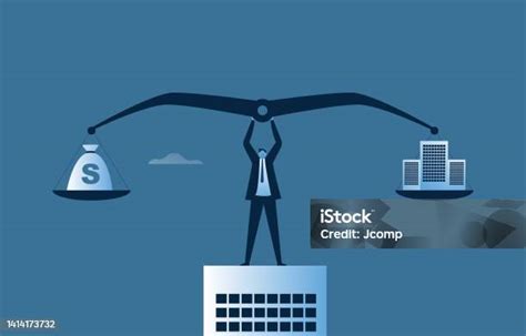 사업가는 통화와 부동산 투자에 대한 투자의 균형을 맞추려고 노력합니다 개념에 대한 스톡 벡터 아트 및 기타 이미지 개념 결정 경영자 Istock