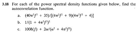 Solved For Each Of The Power Spectral Density Functions