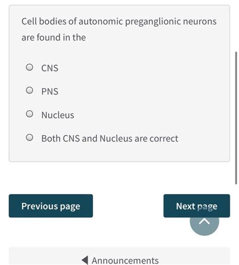 Solved Cell Bodies Of Autonomic Preganglionic Neurons Are