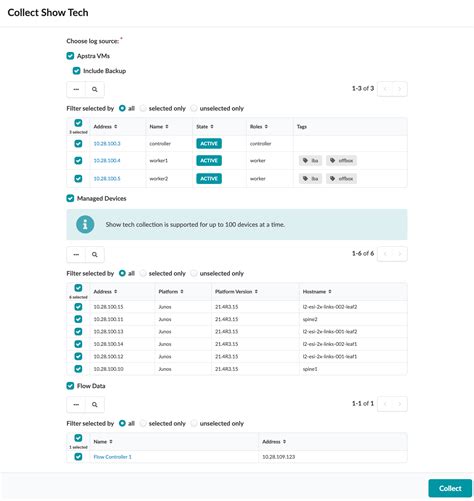 Collect Show Tech GUI Apstra Juniper Networks
