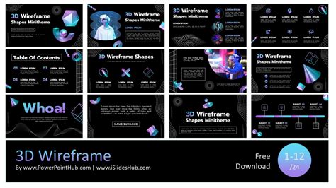 Free Canva Presentation Template With D Wireframe