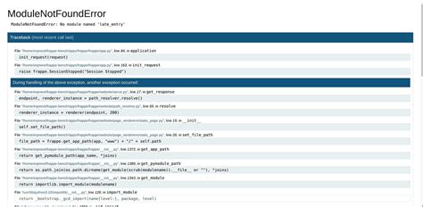 ModuleNotFoundError No Module Named Late Entry ERPNext Frappe Forum