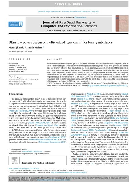 pdf ultra low power design of multi valued logic circuit for binary