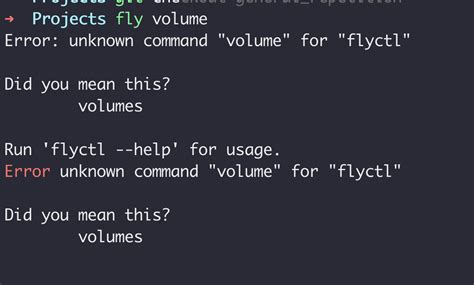 `fly volume` alias does not exist