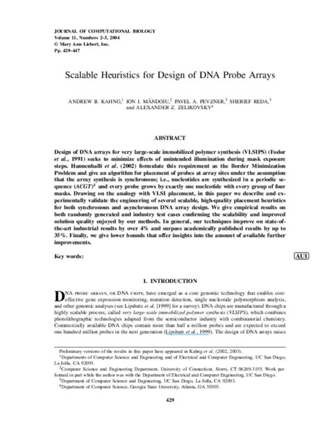 Scalable Heuristics For Design Of Dna Probe Arrays