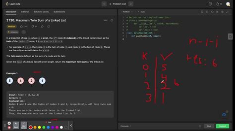 2130 maximum twin sum of a linked list youtube