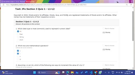 Oracle Java Fundamentals Final Quiz Answers