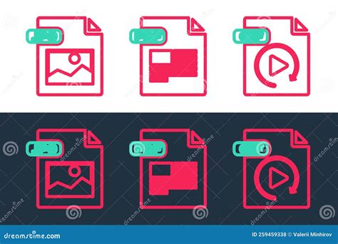 Set Line GIF File Document And PDF Icon Vector Stock Illustration Illustration Of