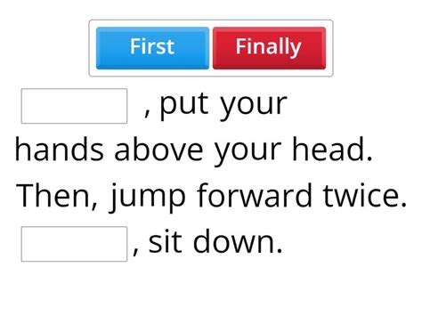 Sequence Words Complete The Sentence