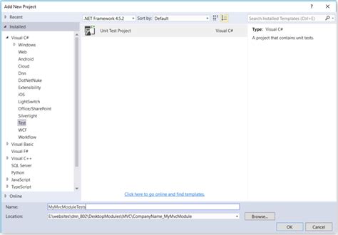 create a unit test for an mvc module