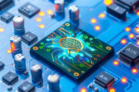 Ai Processor On Circuit Board Advanced Neural Networks Concept Futuristic Technology In
