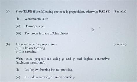 Solved A State True If The Following Sentence Is