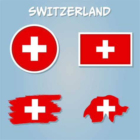 Switzerland Flag National Europe Emblem Map Icon Vector Illustration Abstract Design Element