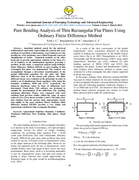 Pdf Pure Bending Analysis Of Thin Rectangular Flat Plates Using