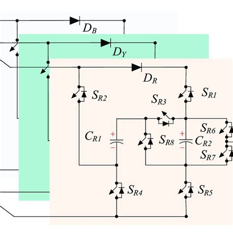 conduction paths under different operating modes for leg r for