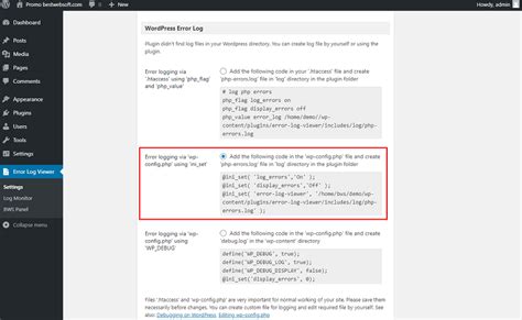 Error Log Viewer User Guide Beswebsoft Wordpress Plugin