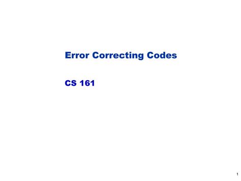 Error Correcting Codes Ppt Download
