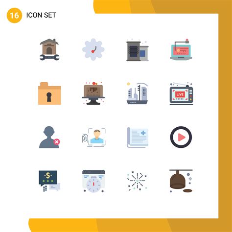 Stock Vector Icon Pack Of 16 Line Signs And Symbols For Private Folder Supermarket Laptop