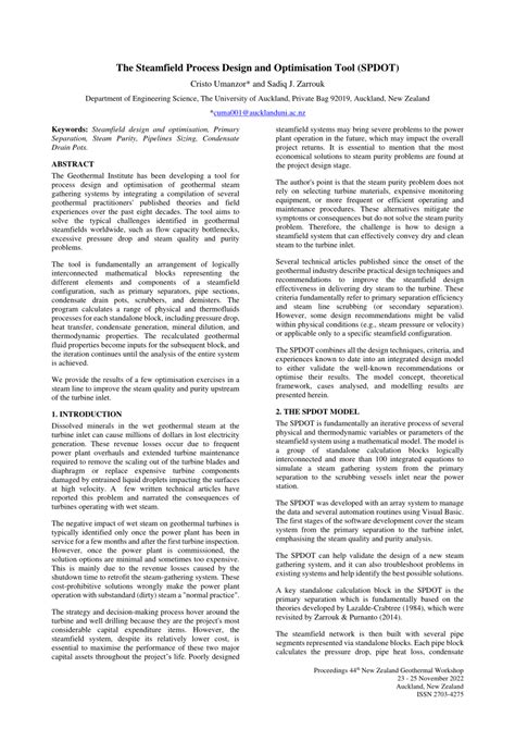 Pdf The Steamfield Process Design And Optimisation Tool Spdot