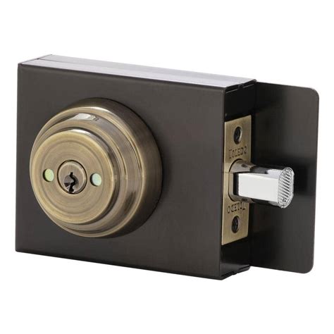 Toledo Antique Brass Gate Double Cylinder Deadbolt With Metal Box T313