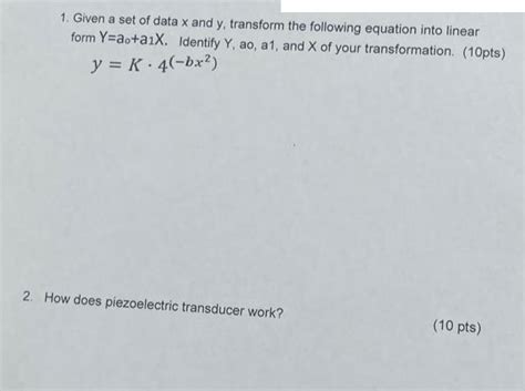 [solved] 1 Given A Set Of Data X And Y Transform Solutioninn