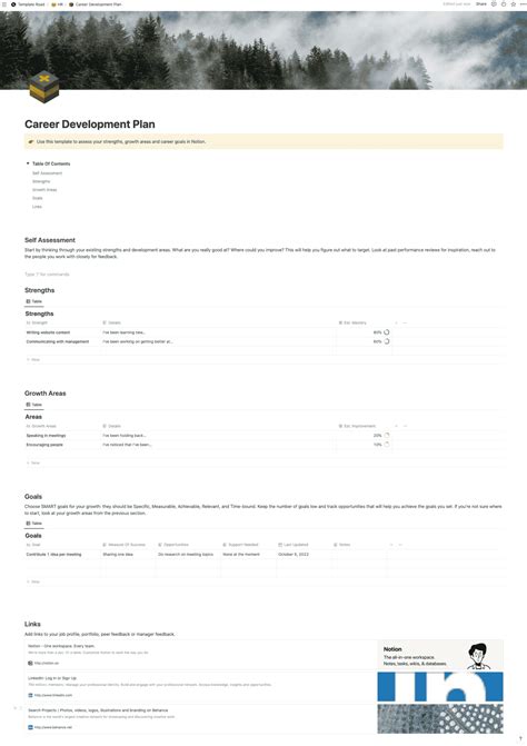 notion career development plan template template road