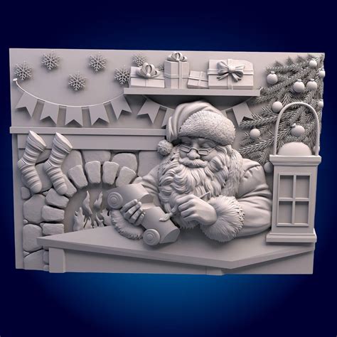 santa christmas 3d cnc router files 3d stl file vectric aspire easel