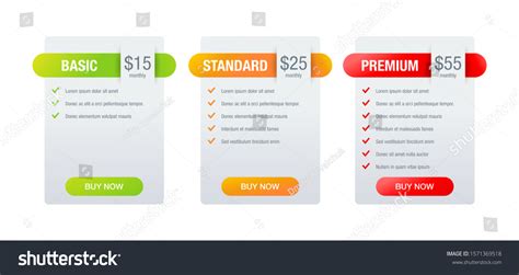 Tariff Comparsion Web Ui Template Basic Stock Vector Royalty Free 1571369518 Shutterstock