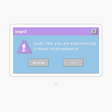 Oops Cute Windows Error Message Sticker For Sale By Neblin Redbubble