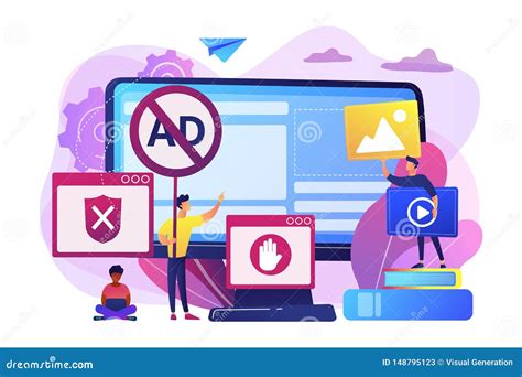 Ad Blocking Software Concept Vector Illustration Stock Vector Illustration Of Backdrop