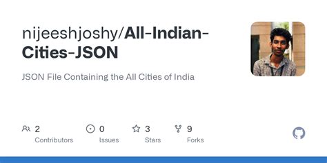Github Nijeeshjoshy All Indian Cities Json Json File Containing The